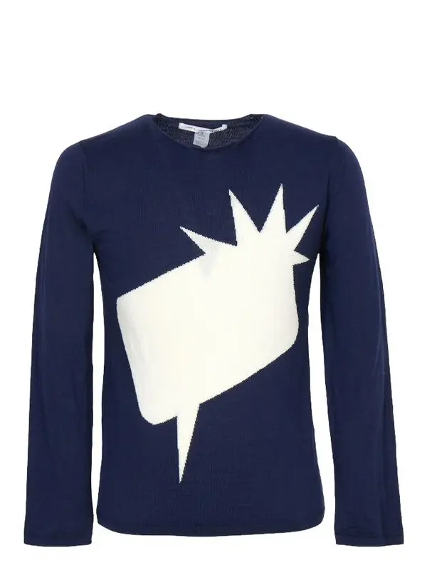 Comme Des Garçons Long Sleeve Graphic Pullover - Blue