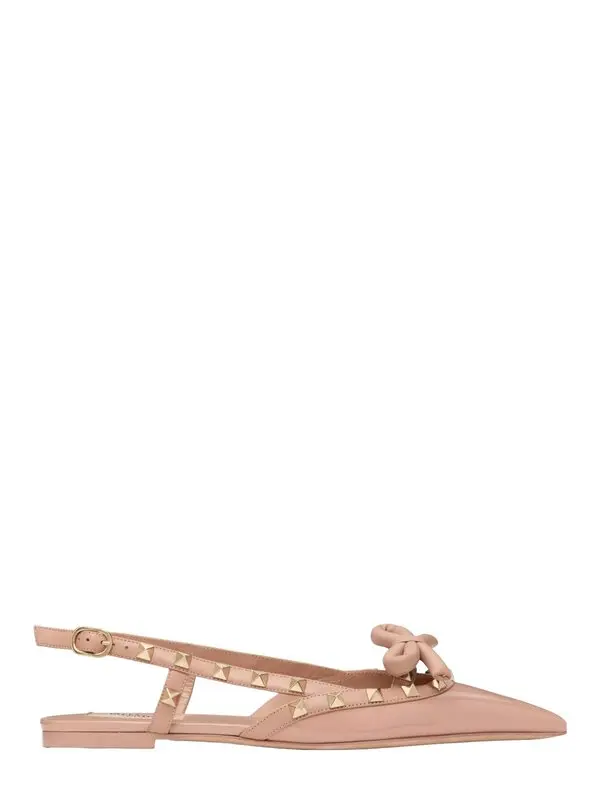 Valentino Garavani Rockstud Pointed Toe Slingback Ballerina Flats - Cinnamon Pink