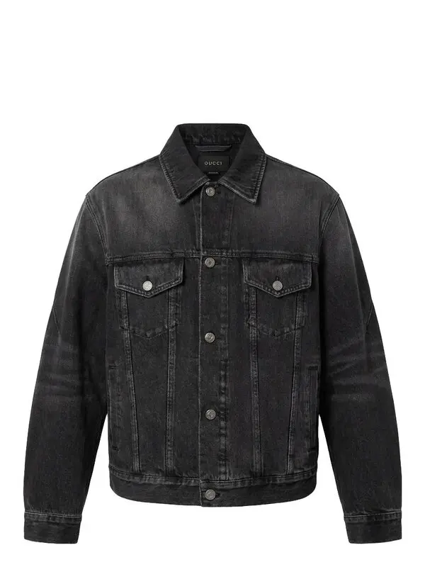 Gucci Washed Certified Cotton Denim Jacket - Dark Gray