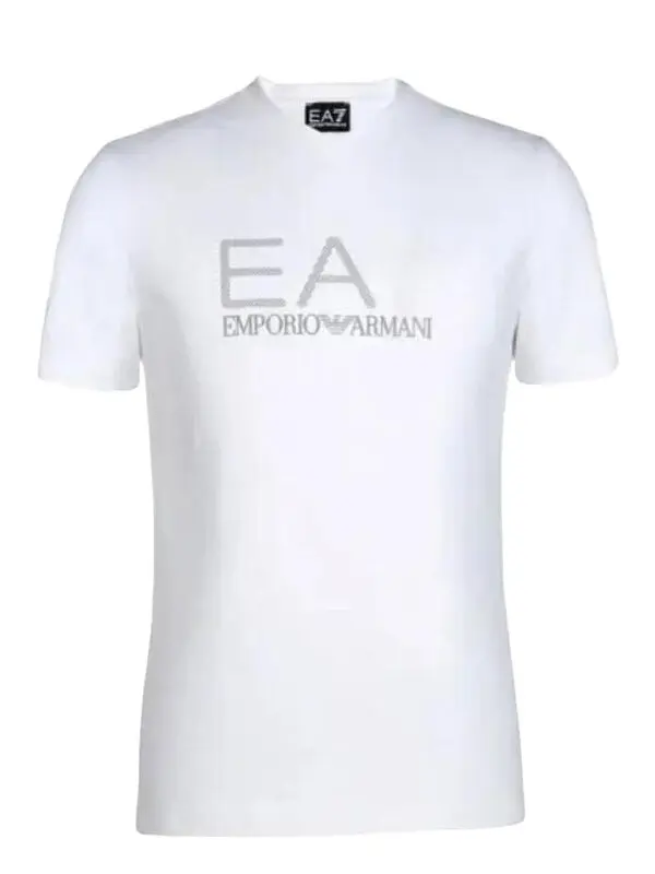 EA7 Logo Round-necked T-shirt - White