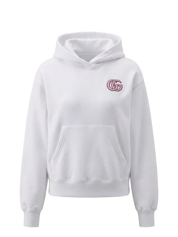 Gucci Logo Embroidered Hoodie - White