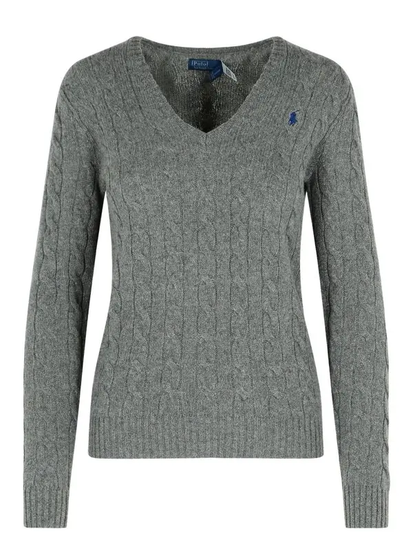 Polo Ralph Lauren V-neck Cable Knit Sweater - Grey