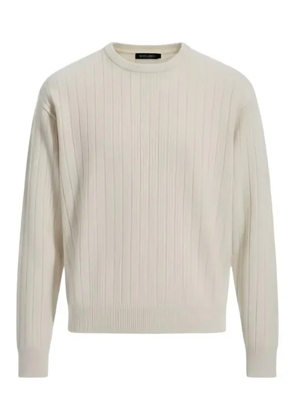 Eleventy Rib-knit Crew Neck Long-sleeved Sweater - White