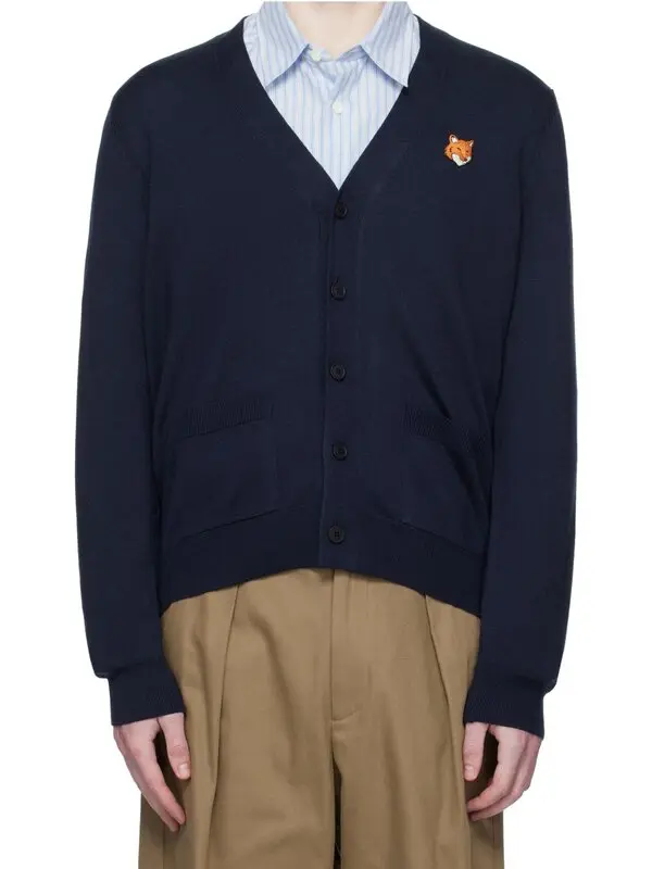 Maison Kitsuné V-neck Cardigan With Graphic Detail - Black