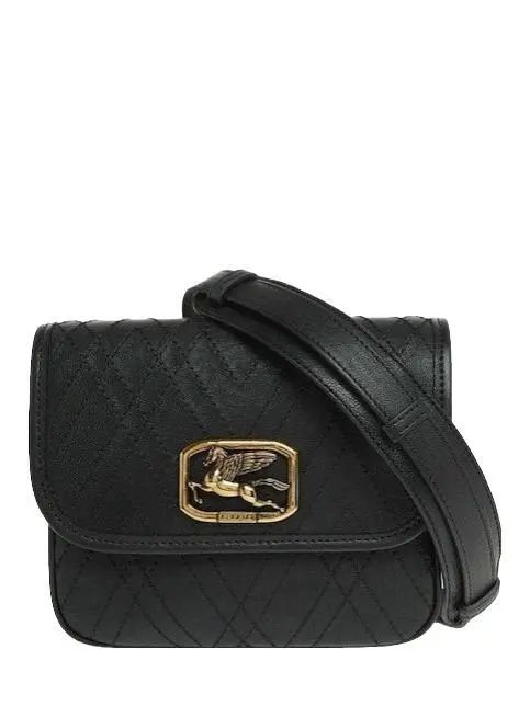 Etro Quilted Shoulder Bag With Logo Clasp - Black