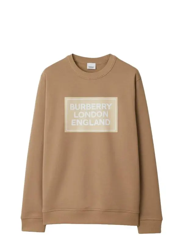 Burberry Crewneck Long Sleeve Hoodie With Contrast Logo - Camel
