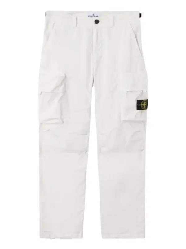 Stone Island Loose-fit Cargo Trousers With Adjustable Waistband - Ivory