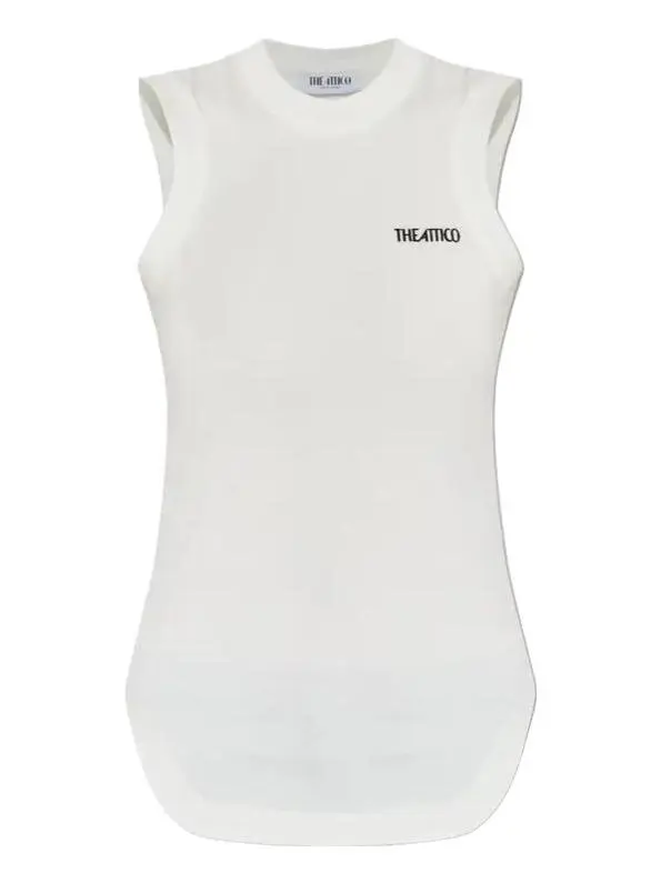 Attico Logo Embroidered Sleeveless Top - White