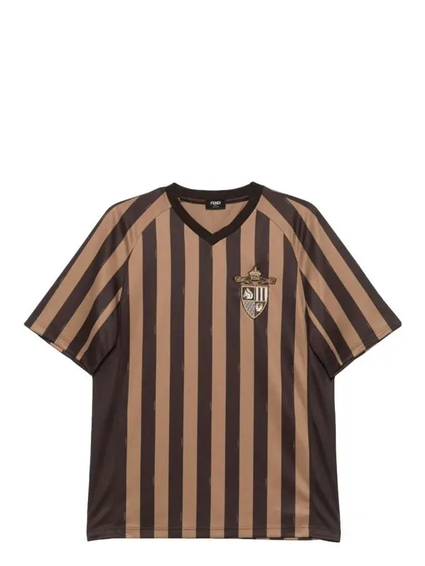 Fendi V-neck Striped T-shirt - No