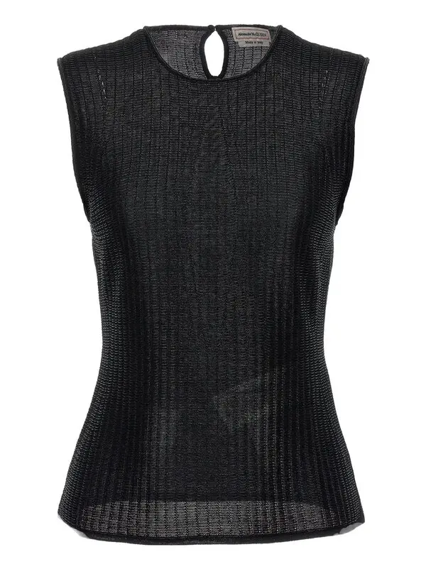 Alexander McQueen Sleeveless Armor Knit Vest - Black