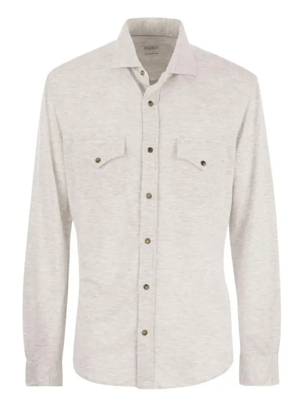 Brunello Cucinelli Flap Pocket Long-sleeved Shirt - White