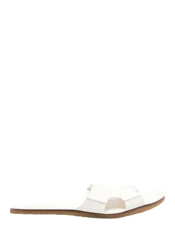 THE ROW Cut-out Faux-leather Flat Sandals - Ivory White