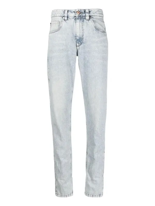 Brunello Cucinelli Roll-cuff Straight Leg Jeans - White