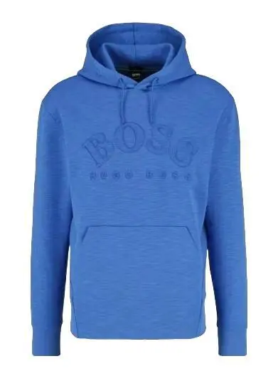 Hugo Boss Long-sleeved Hooded Sweatshirt With Drawstring - Blue