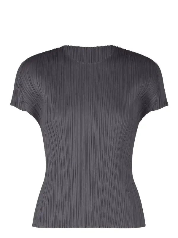 PLEATS PLEASE BY ISSEY MIYAKE Short Sleeve Crewneck Top - Dark Gray