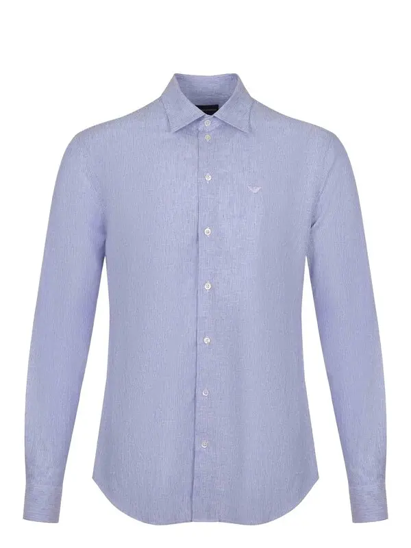 Emporio Armani Logo Embroidered Striped Shirt - Blue