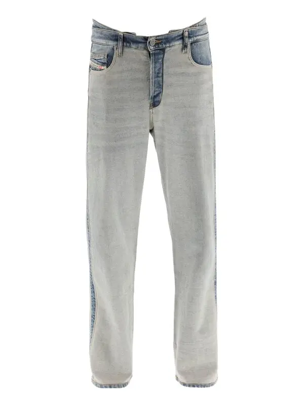 DIESEL® Logo Patch Straight Leg Jeans - Grey