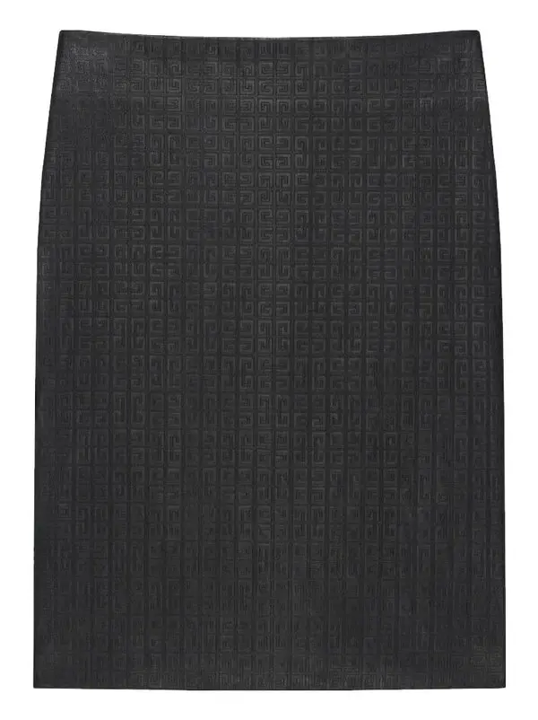 Givenchy 4g Embossed Leather Midi Skirt - Black