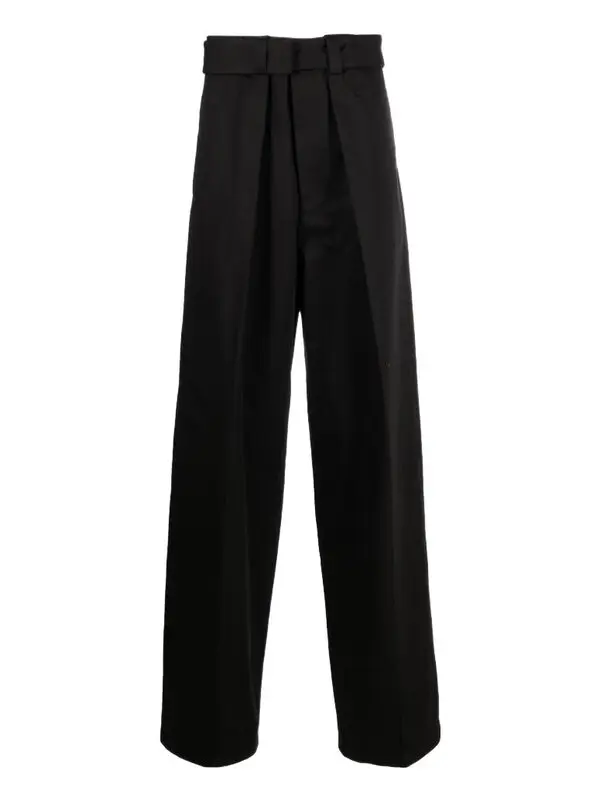 JIL SANDER Loose-cut Cotton Trousers With Belt Loops - Black
