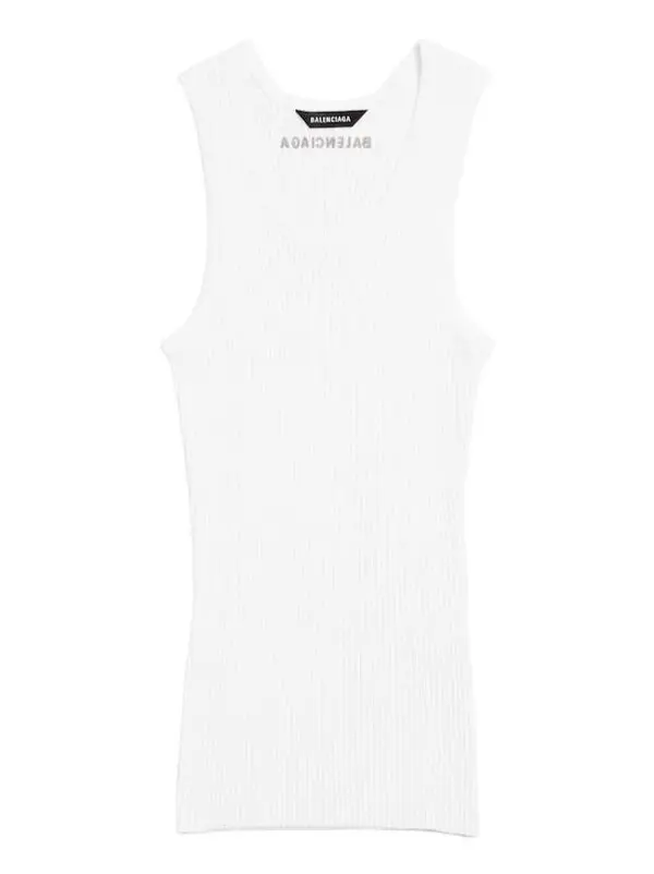 Balenciaga Ribbed Knit Tank Top - White