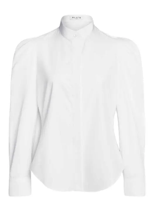 Alaïa Poplin Puff Shoulder Shirt - White