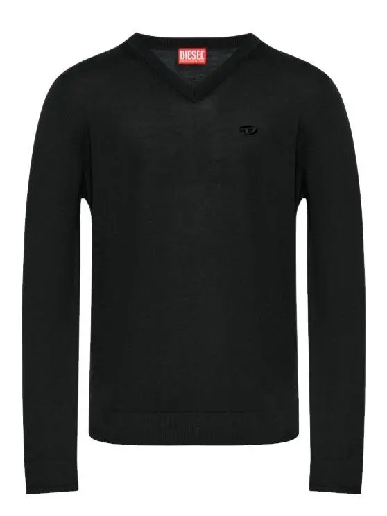 DIESEL® K-verim V-neck Long Sleeve Sweater - Black