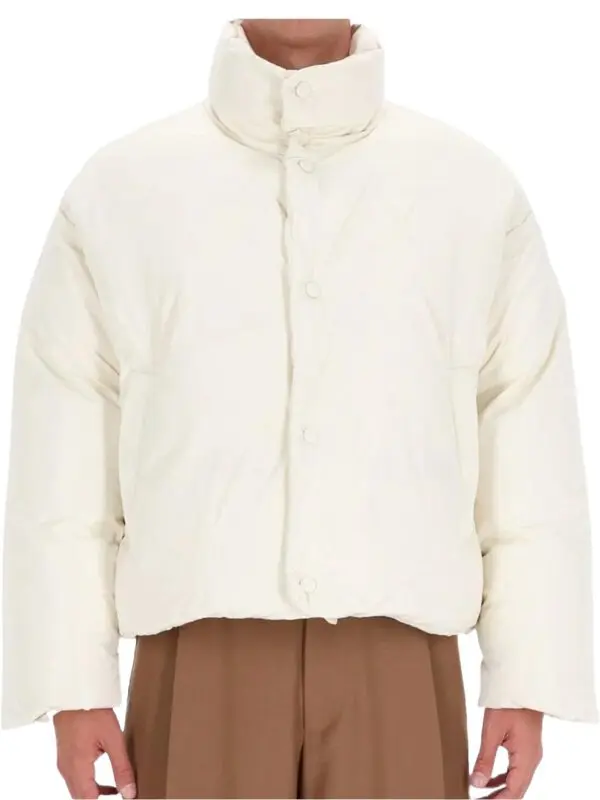 Ami Button Funnel-neck Jacket - White