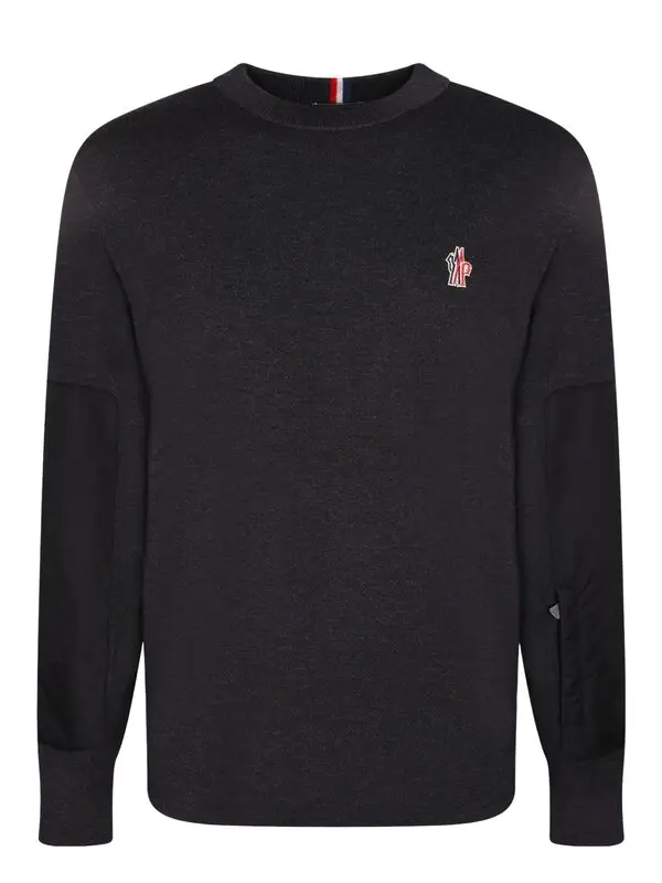Moncler Embroidered Knitted Jumper - Black