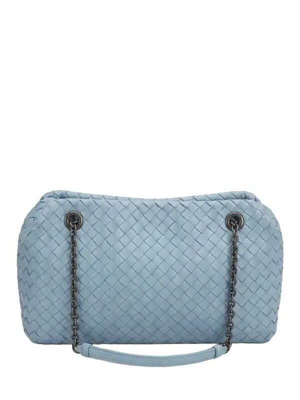 Bottega Veneta Woven Shoulder Bag With Chain Strap - Gray