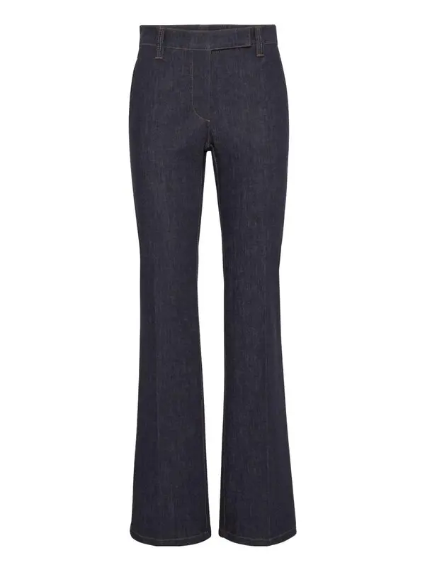Brunello Cucinelli High-waisted Flared Trousers - Dark Denim