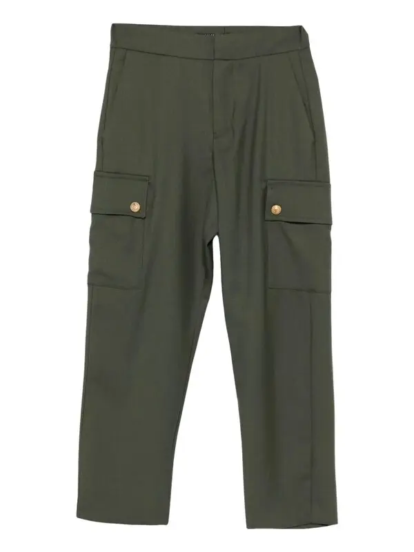 Balmain Gold-button Cargo Trousers - Olive Green