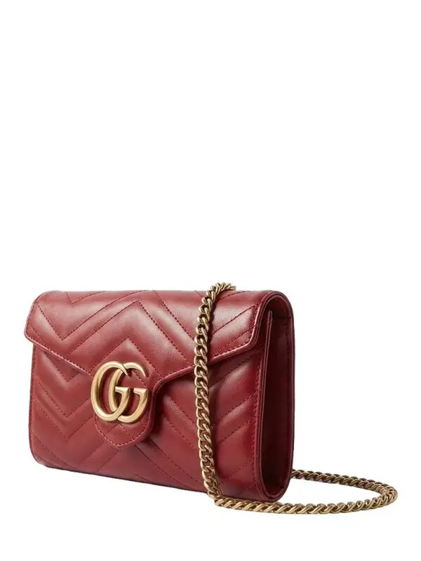 Gucci Logo Plaque Quilted Clutch Bag - Red
