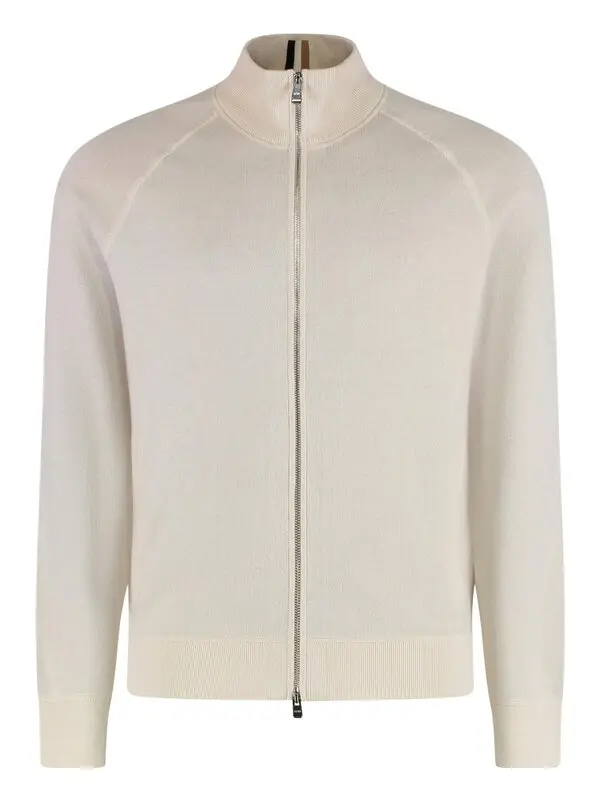 Hugo Boss Zip-up High Neck Cardigan - White