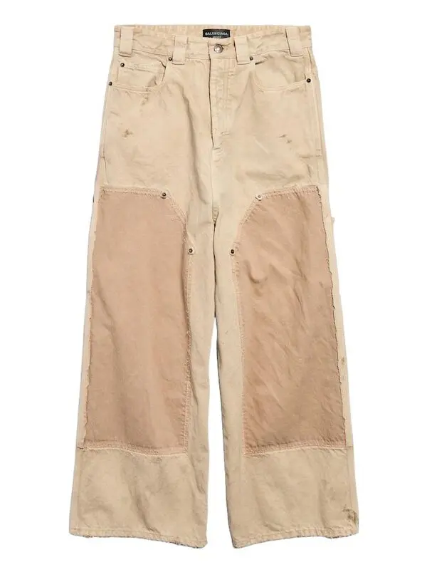 Balenciaga Panelled Detailed Wide-leg Trousers - Beige