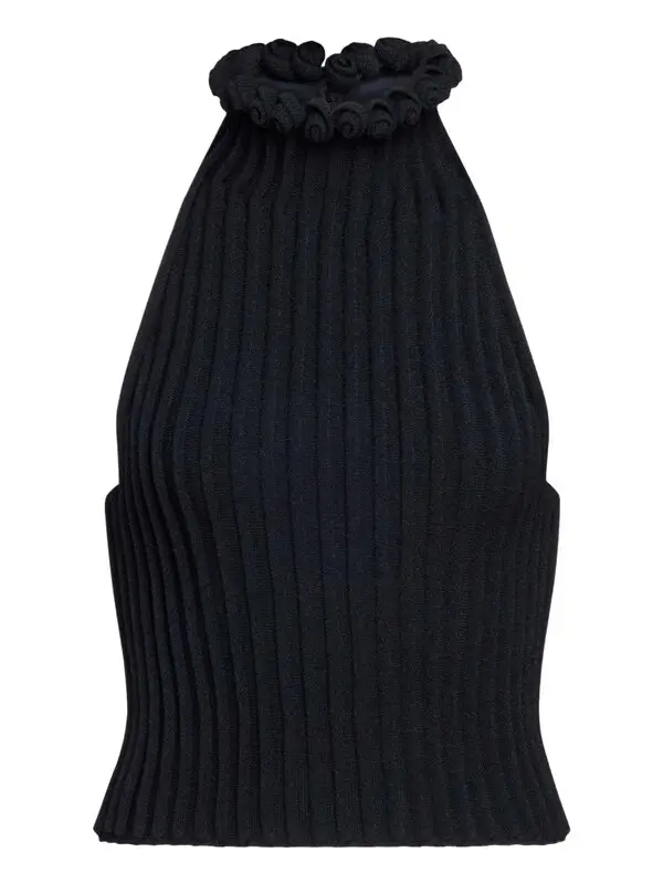 Alaïa Ribbed Knit Halter Top - Black