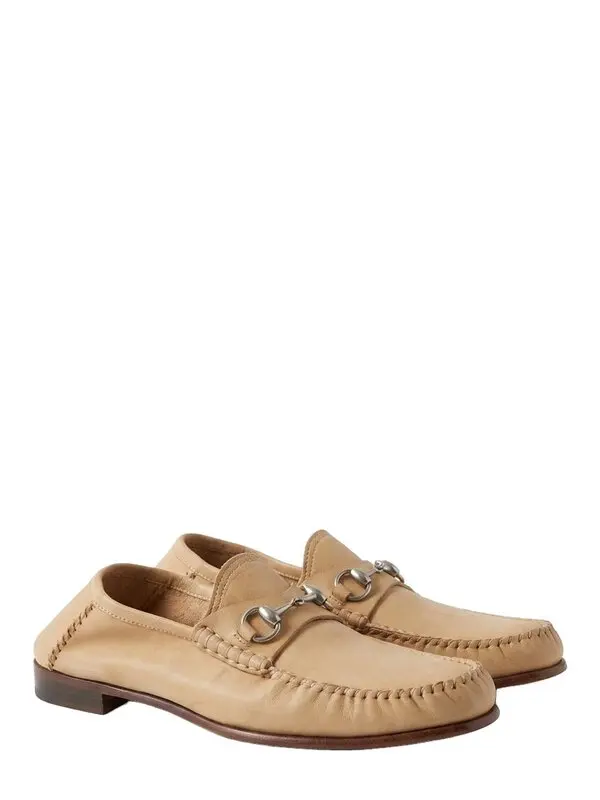 Gucci Gigi Loafers With Silver-tone Horsebit Detail - Beige