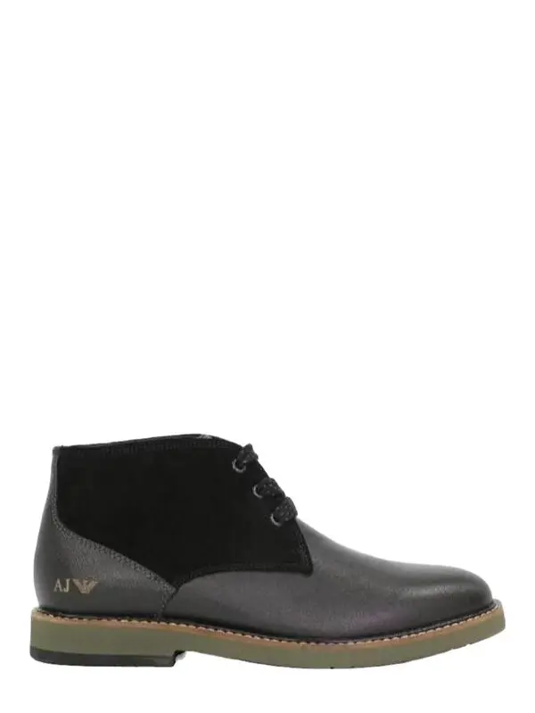 Emporio Armani Leather And Suede Lace-up Boots - Black