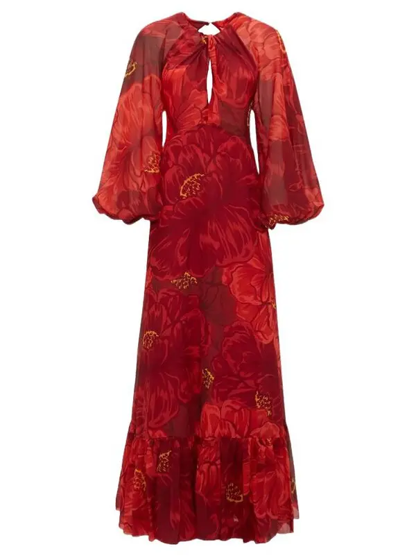 La DoubleJ Eve Open-back Maxi Dress In Floral Print - Red