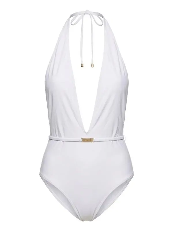 Gucci Jersey Bodysuit With Metal Tag Detail - White