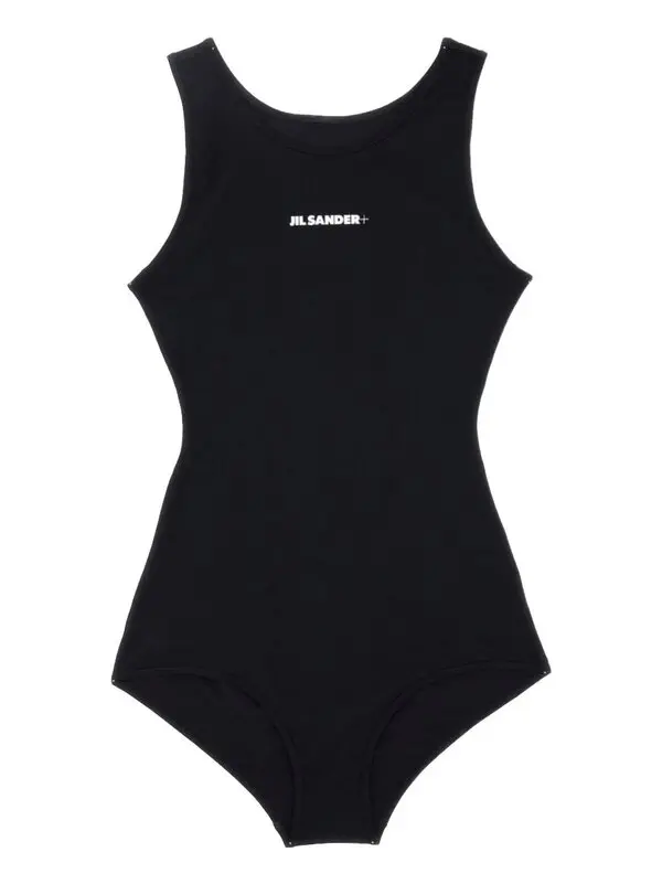 JIL SANDER Logo Printed One-piece Swimsuit - Black