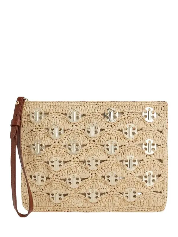 Rabanne Lurex Detail Clutch Bag - Natural/gold