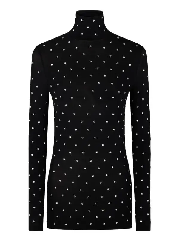 Rabanne Embellished High Neck Long Sleeve T-shirt - Black