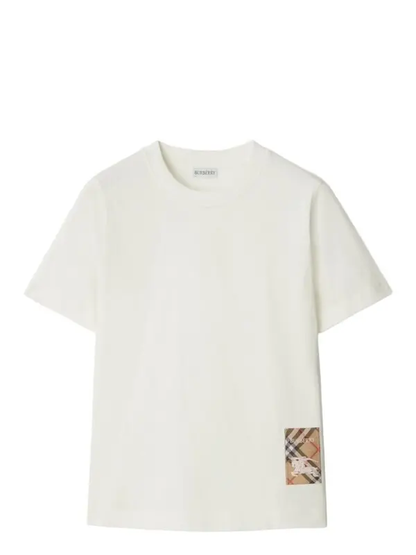 Burberry Checked Patch Crewneck T-shirt - Chalk