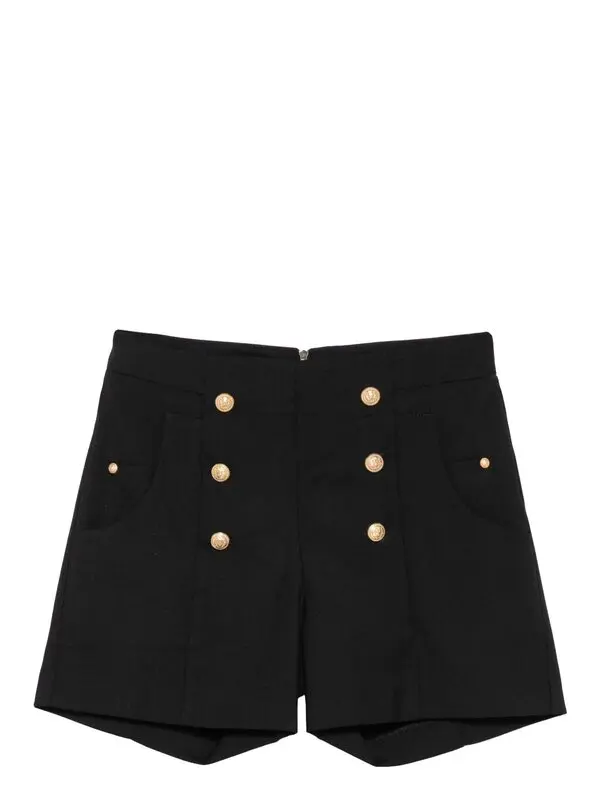 Balmain Twill Shorts With Logo Detail - Black