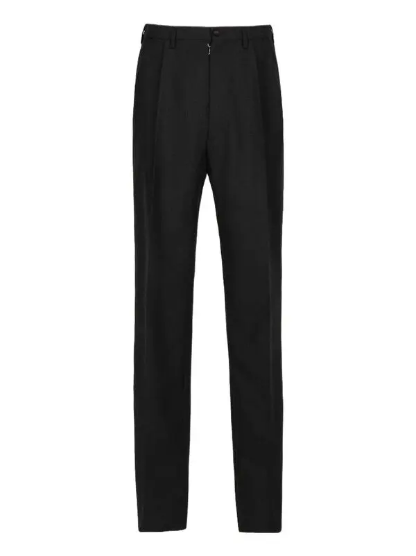 MAISON MARGIELA High-waisted Pleated Trousers With Belt Ring - Black