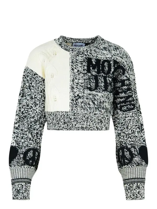 Moschino Logo Intarsia Cropped Jumper - Black
