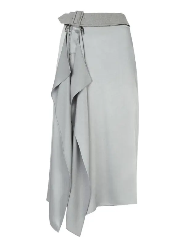 Fendi Belted Ruffled Midi Skirt - Grey