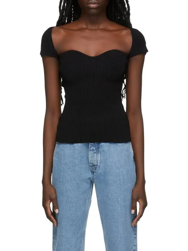 Khaite Ribbed Knit Top - Black