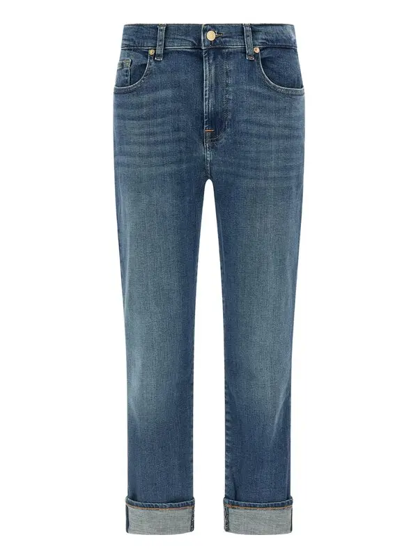7 For All Mankind Relaxed Skinny Jeans With Turn-up Hem - Blue