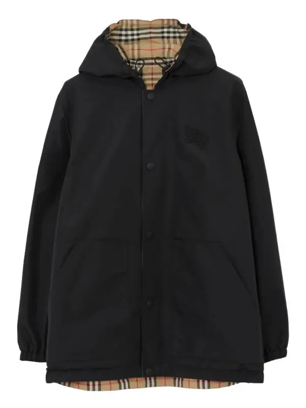 Burberry Checked Hooded Reversible Jacket - Black